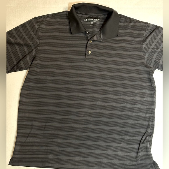 Pebble Beach | Shirts | Pebble Beach Performance Black Striped Short ...